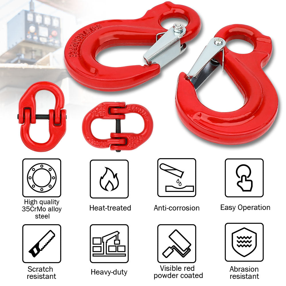 2X 8mm Hammerlock+ Eye Sling Hook Safety Chain Caravan Trailer connect ...