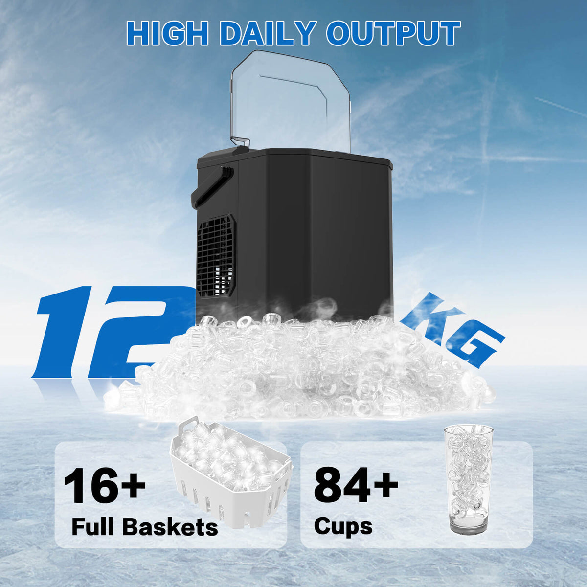 X-BULL Portable Countertop Ice Cube Maker Machine with Carry Handle ...