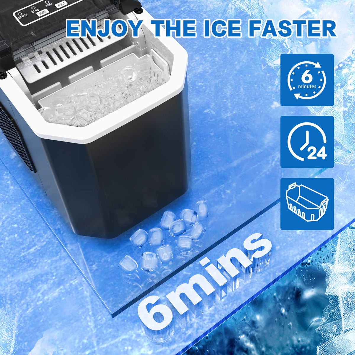X-BULL Portable Countertop Ice Cube Maker Machine with Carry Handle ...
