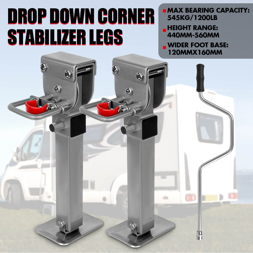 X-BULL Drop Down Legs 440MM- 560MM Trailer Steel Legs Caravan Corner 1 ...
