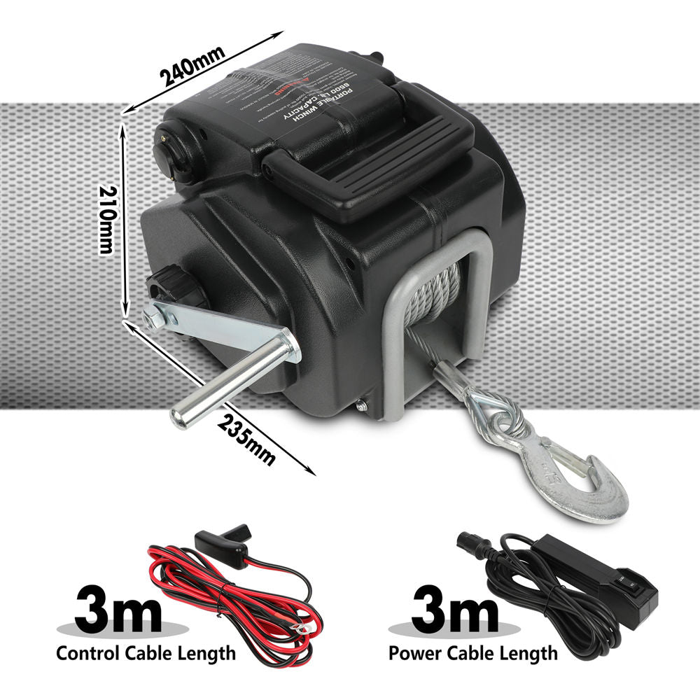 X-BULL 12V Electric Boat Winch 6500LBS 10.5M Steel Cable Trailer wired ...