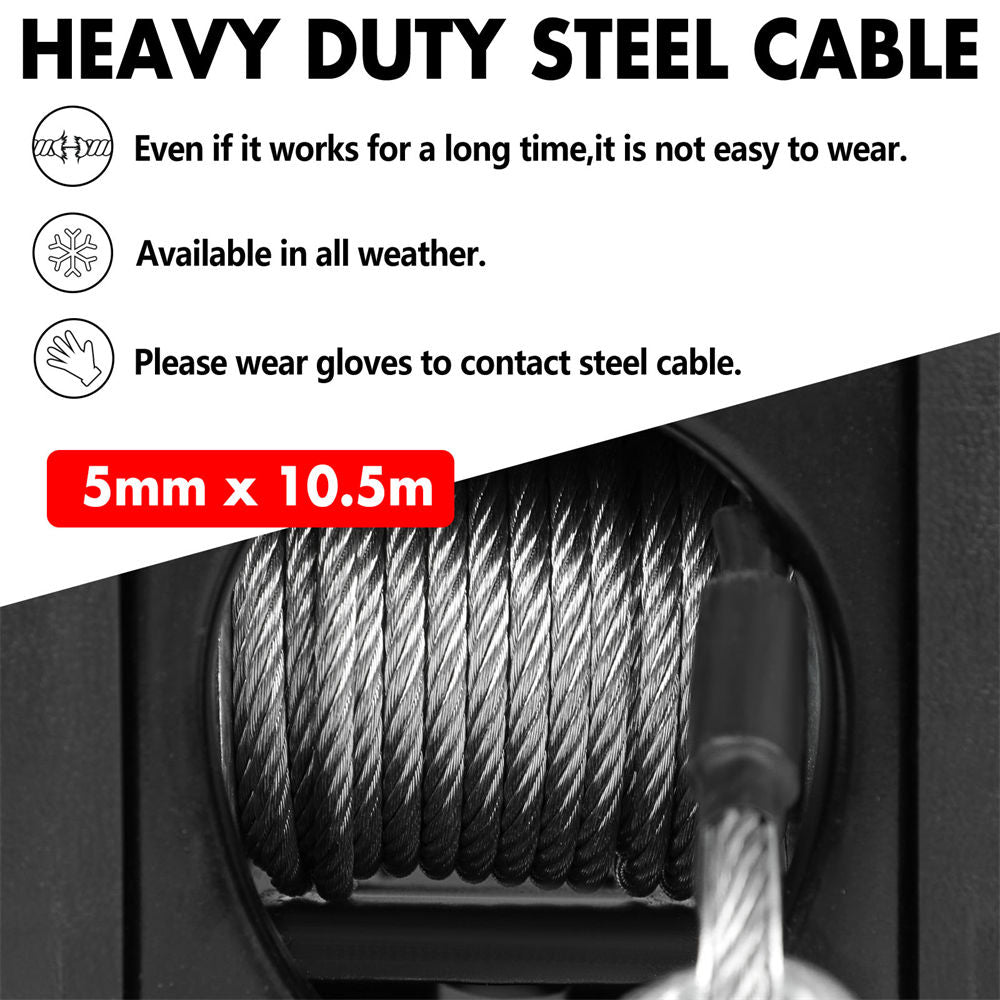 X-BULL 12V Electric Boat Winch 5000LBS 10.5M Steel Cable Trailer wired ...