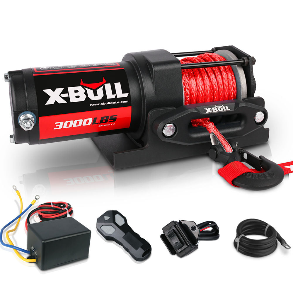 X-BULL Electric Winch 12V Wireless 3000lbs/1360kg Synthetic Rope BOAT ...