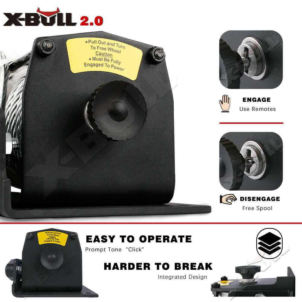 X-BULL Electric Winch 3000lbs/1360kg Wireless 12V Steel Cable ATV 4WD ...