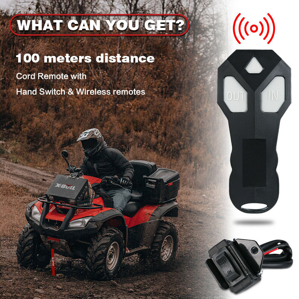 X-BULL Electric Winch 3000lbs/1360kg Wireless 12V Steel Cable ATV 4WD ...