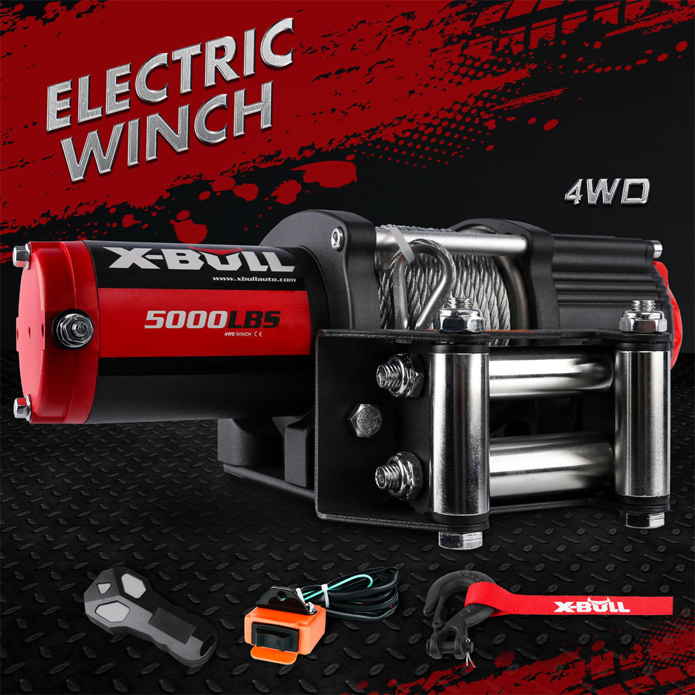 X-BULL Electric Winch 12V 5000LBS Wireless 15.2M Steel Cable ATV UTV 4 ...