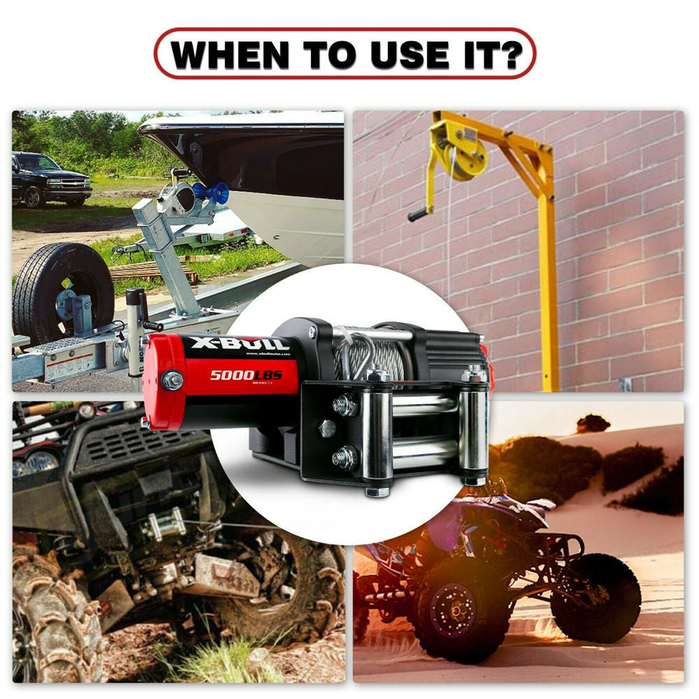 X-BULL Electric Winch 12V 5000LBS Wireless 15.2M Steel Cable ATV UTV 4 ...
