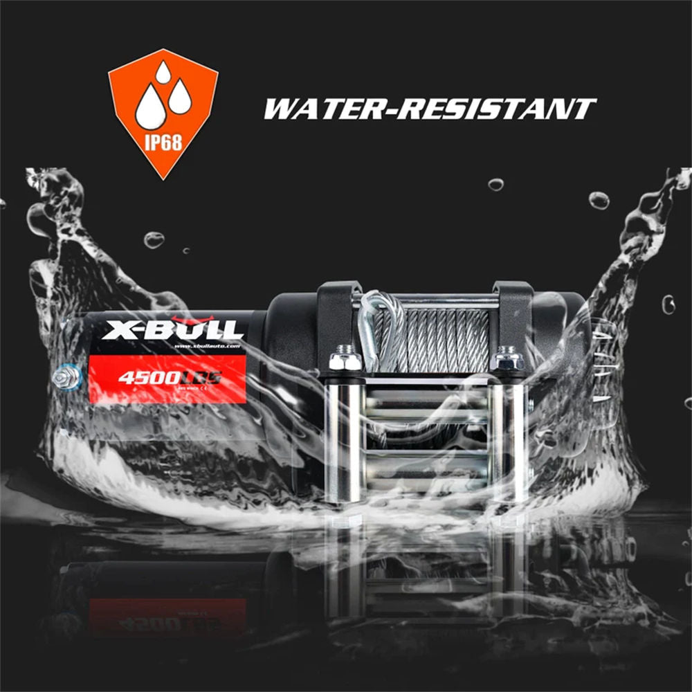 X-BULL Electric Winch 4500LBS/2041KG Steel Cable Wireless Remote Boat ...