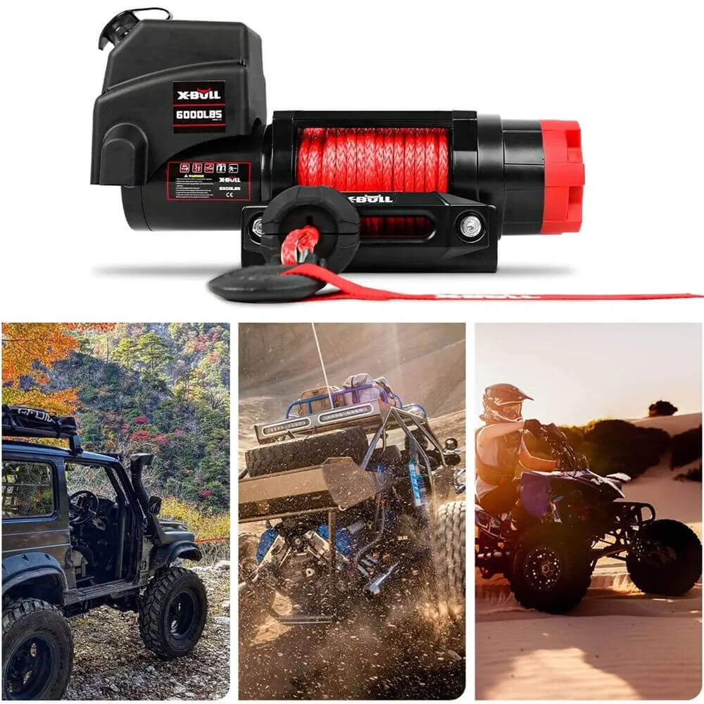 X-BULL Electric Winch 6000LBS 12V Synthetic Rope Wireless Remote Boat ...