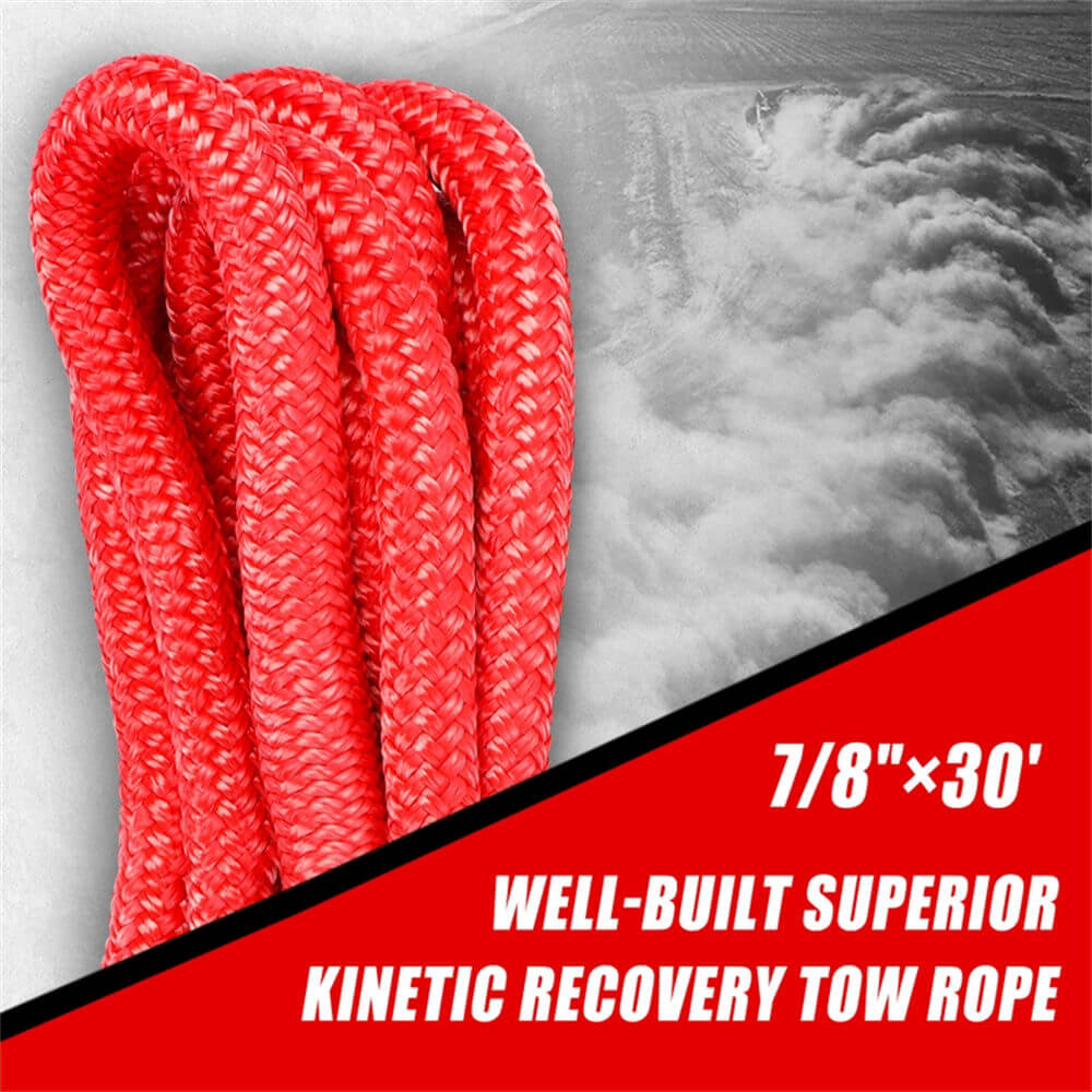 X-BULL Kinetic Rope 22mmx9m 28600LBS Recovery Dyneema Tow Winch 2x Sof ...